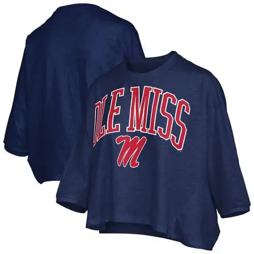 PRESSBOX Ole Miss Rebels Midi Arch Over Logo T-shirt - Navy