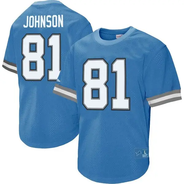 Mitchell & Ness Calvin Johnson Detroit Lions Retired Player Name & Number Mesh Top - Blue
