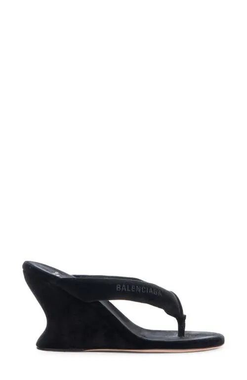 Balenciaga Gaeta Wedge Thong Sandal - Black