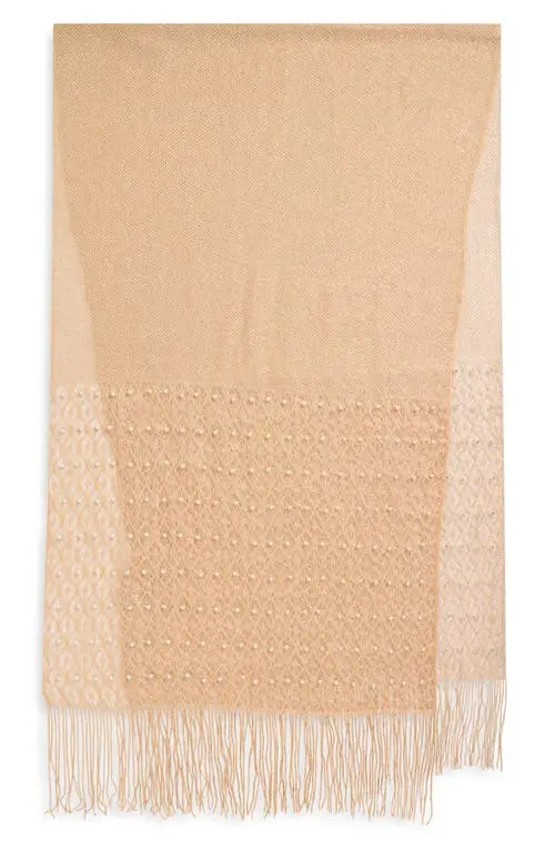 Tasha Mesh Scarf With Fringe & Pearl Beads