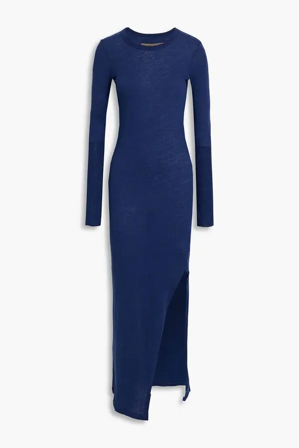 Enza Costa Cotton And Cashmere-blend Maxi Dress - Navy