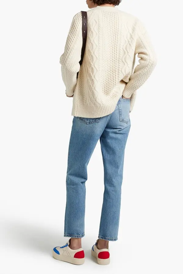 RE/DONE 90s Oversized Cableknit Wool Cardigan
