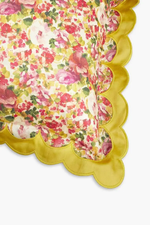 Loretta Caponi Scalloped Floralprint Cotton Down Pillow