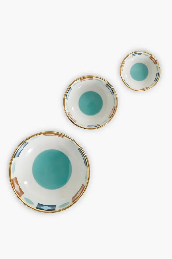 La DoubleJ Set Of Three Goldplated Porcelain Nesting Bowls