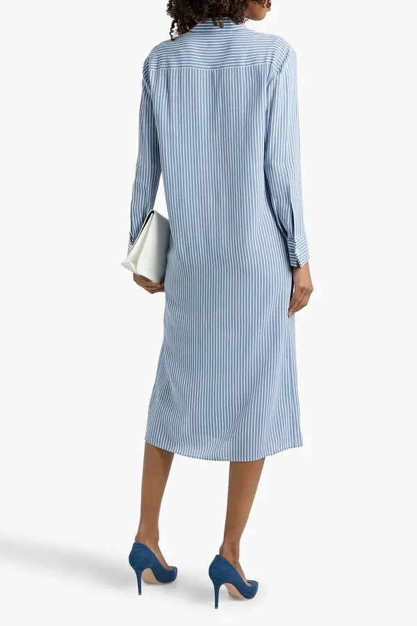 Michael Kors Striped Silkgeorgette Midi Shirt Dress