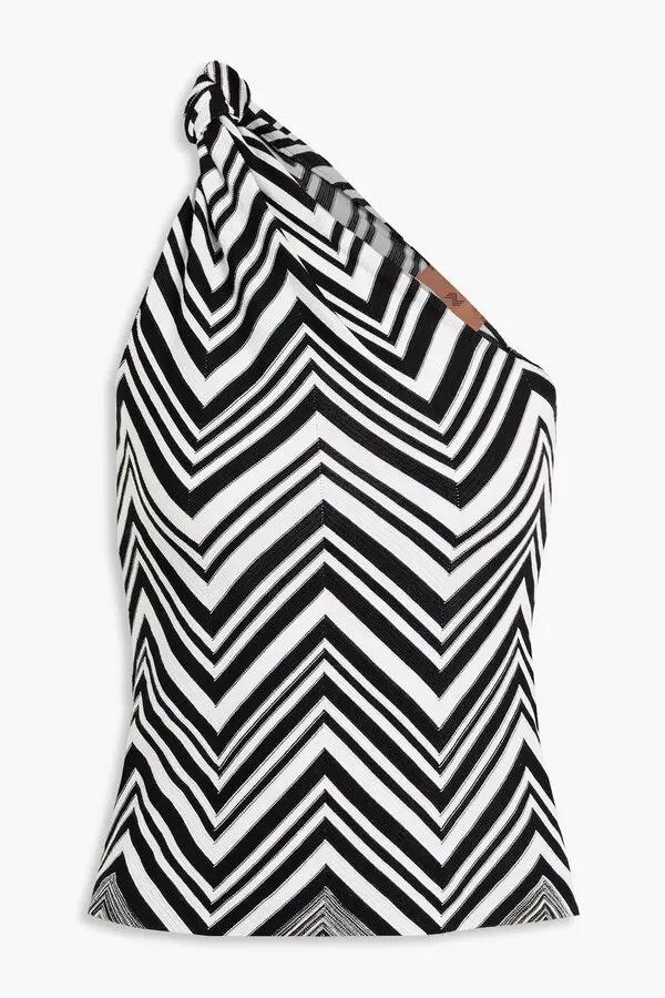 Missoni Oneshoulder Crochetknit Cottonblend Top