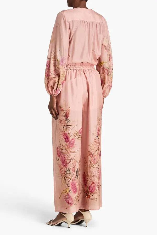 Zimmermann Printed Silkcrepe Wideleg Pants