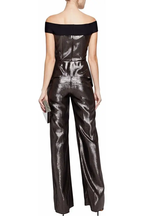 Roland Mouret Offtheshoulder Lamé Jumpsuit