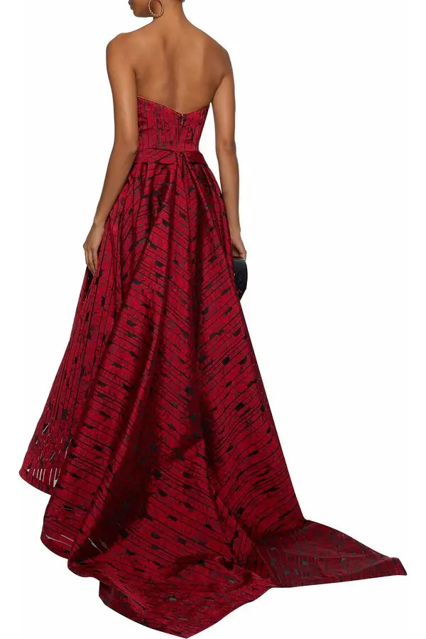Zac Posen Strapless Asymmetric Jacquard Gown