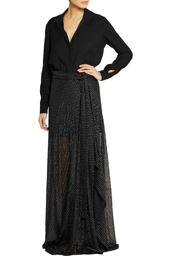 JAY AHR Paneled Polka Dot Crepe Gown