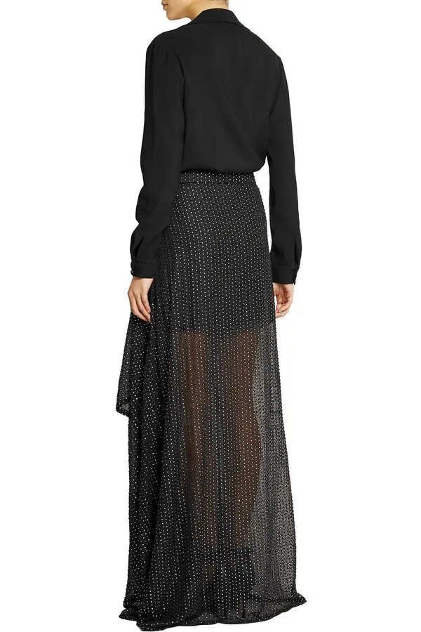 JAY AHR Paneled Polka Dot Crepe Gown