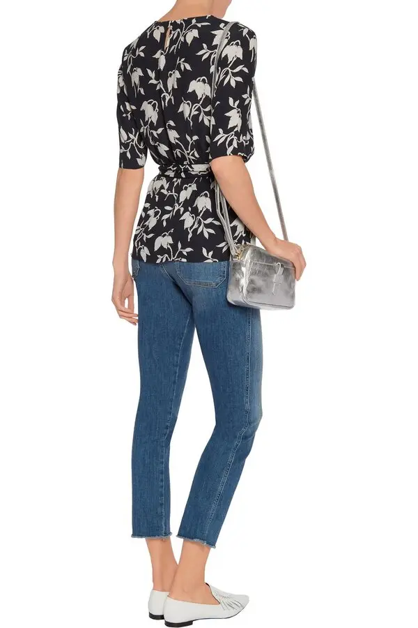 GANNI Printed Crepe Blouse