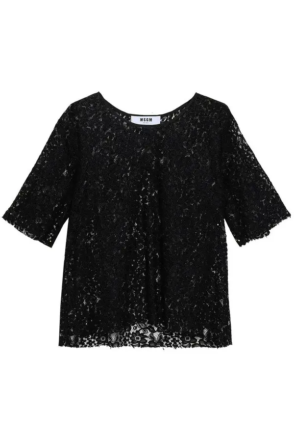MSGM Corded Lace Top - Black