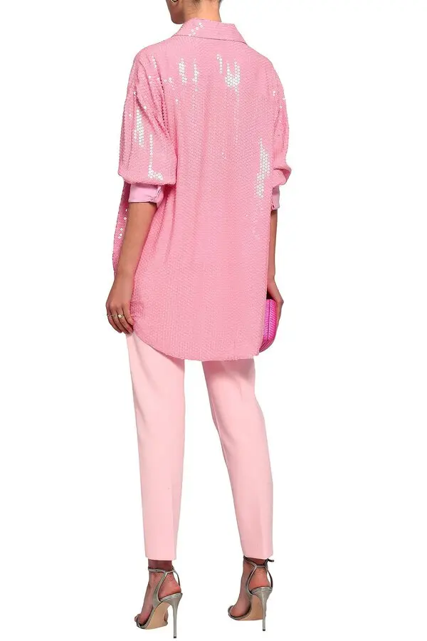 MSGM Oversized Sequined Woven Shirt