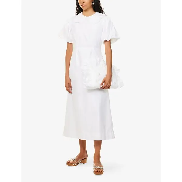 Simone Rocha Puff Sleeve Petal Collar Midi Dress