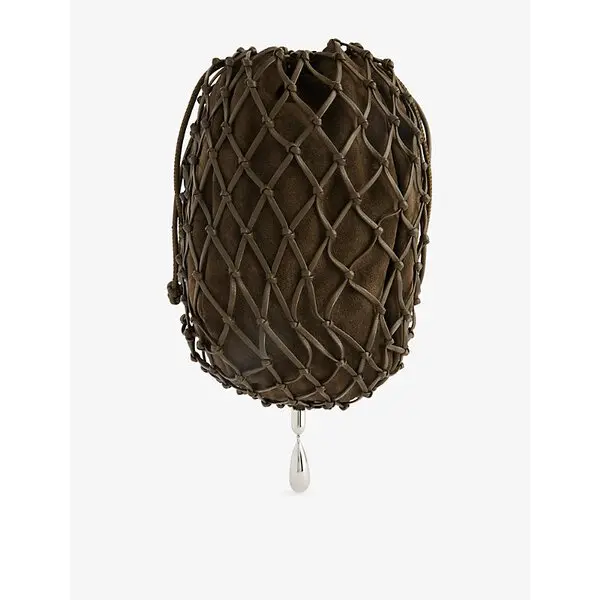 Savette Macrame Suede And Leather Pouch