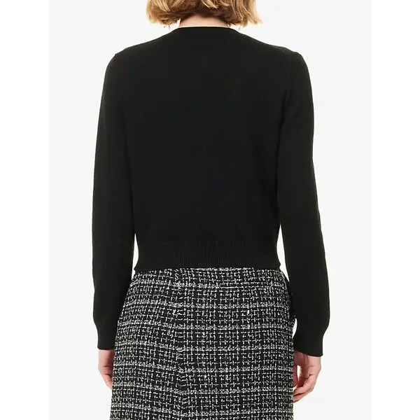 Erdem Floral Embellished Merino Wool Cardigan