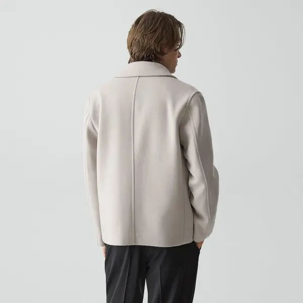 Theory Peacoat In Plush Melton Wool - Alabaster