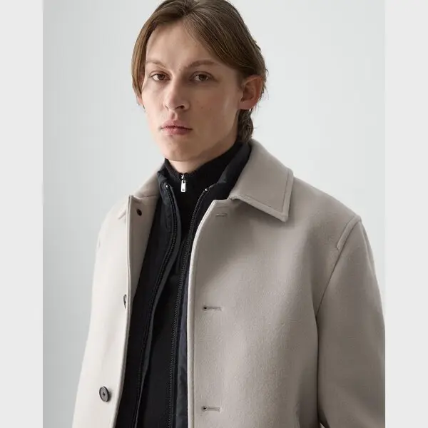 Theory Peacoat In Plush Melton Wool - Alabaster