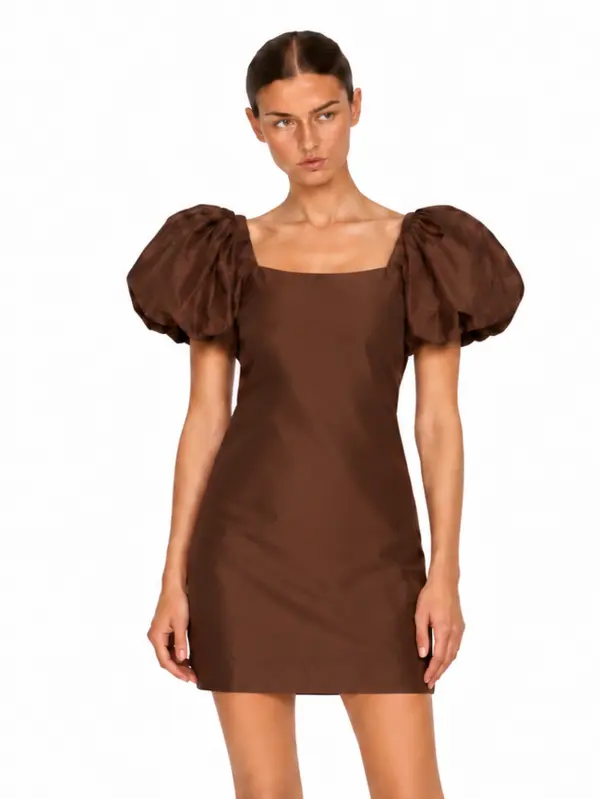 Azeeza Drea Taffeta Puff Sleeve Off-the-shoulder Mini Dress