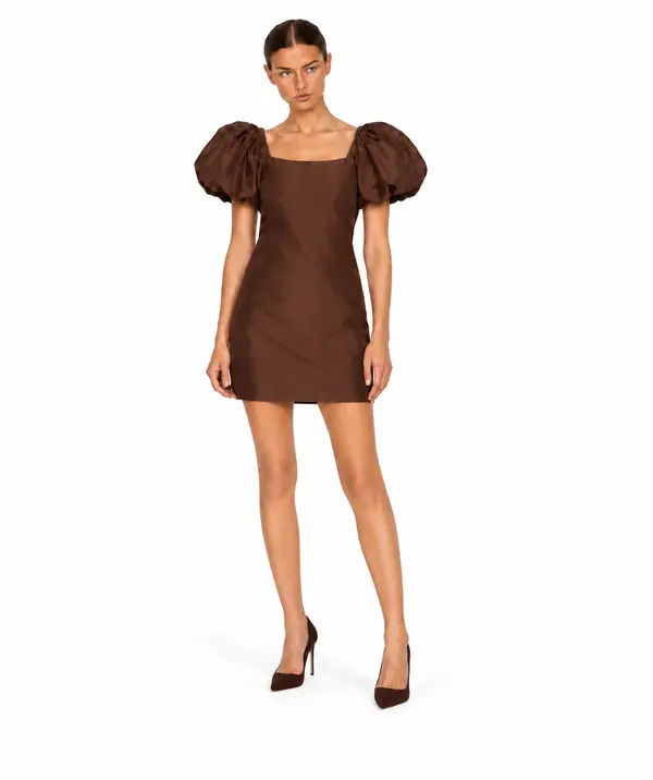 Azeeza Drea Taffeta Puff Sleeve Off-the-shoulder Mini Dress