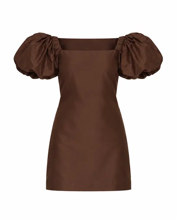 Azeeza Drea Taffeta Puff Sleeve Off-the-shoulder Mini Dress