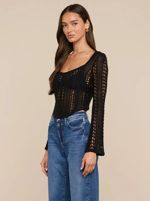 L'Agence Orine Pointelle Knit Top