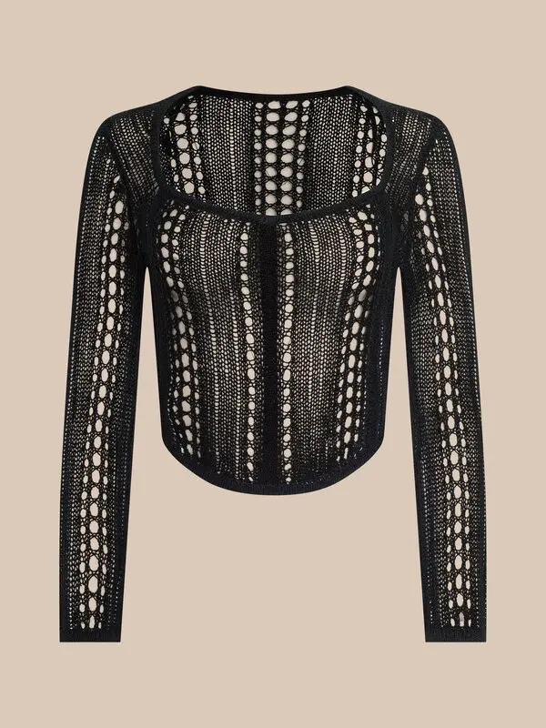 L'Agence Orine Pointelle Knit Top