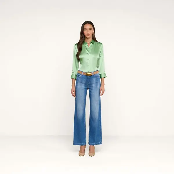 L'Agence Dani Silk Charmeuse Blouse - Meadow