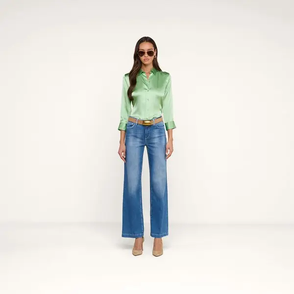 L'Agence Dani Silk Charmeuse Blouse - Meadow