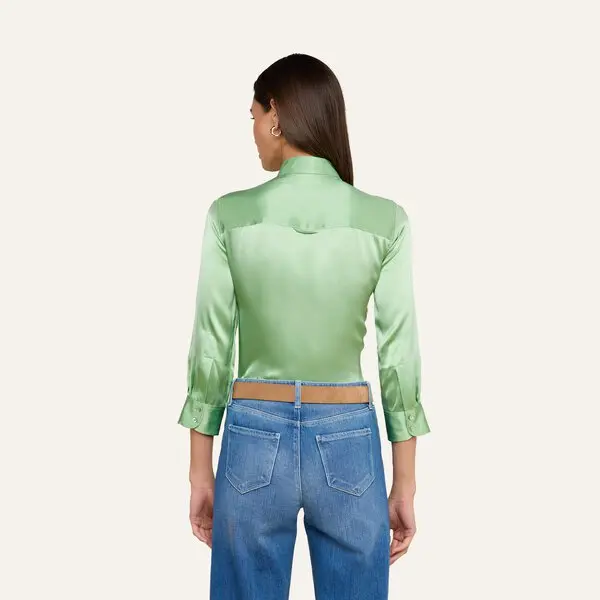 L'Agence Dani Silk Charmeuse Blouse - Meadow