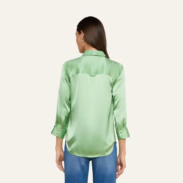 L'Agence Dani Silk Charmeuse Blouse - Meadow