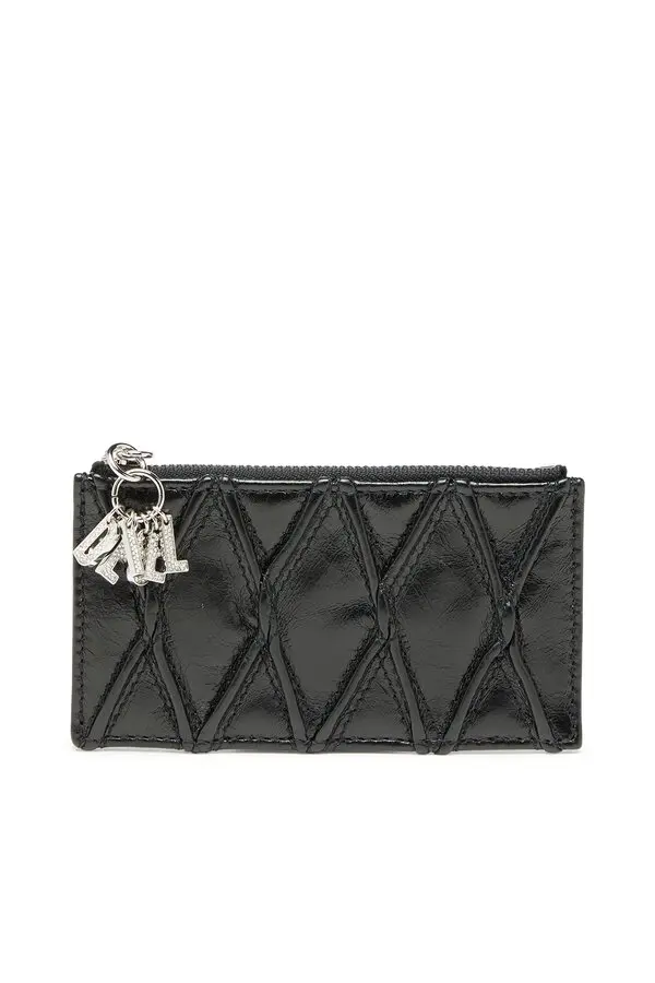 DIESEL® Card Holder In Quilted Naplak Leather - Black