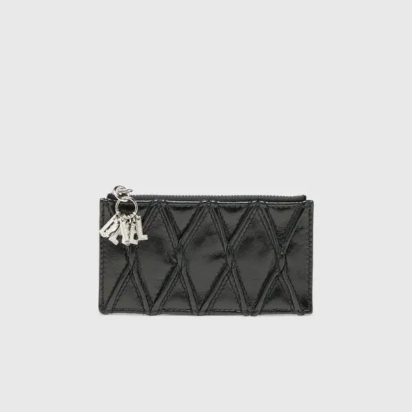 DIESEL® Card Holder In Quilted Naplak Leather - Black