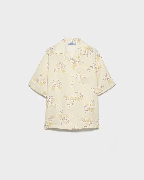Prada Floral Print Old Linen Shirt - Vanilla