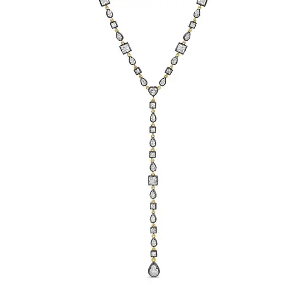 SHYMI Gold / Black Black Rhodium Multi Shape Lariat - Gold/black