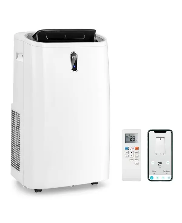 GYMAX 14000 Btu Ashrae Portable Air Conditioner Controlled Wifi Smart App & Remote - White