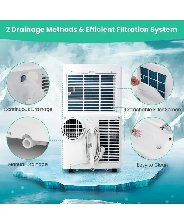 GYMAX 14000 Btu Ashrae Portable Air Conditioner Controlled Wifi Smart App & Remote