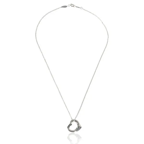 Tiffany & Co. Sterling Silver Elsa Peretti Open Heart Pendant Necklace