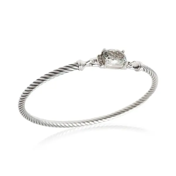 David Yurman Sterling Silver Prasiolite And Diamond Wheaton Bracelet