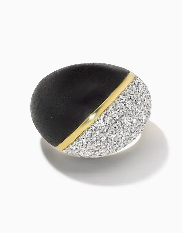 EMILY P. WHEELER Wooden Dome Ring With Diamonds - White