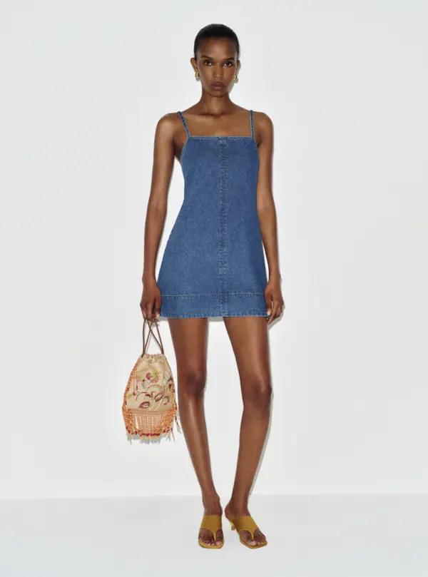 REFORMATION Lorena Denim Mini Dress - Blue