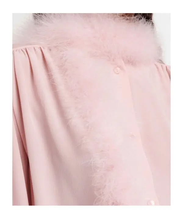 Valentino Garavani Feather-trimmed Silk Shirt