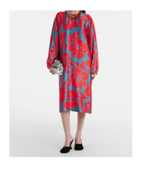 Dries Van Noten Floral Satin Midi Dress