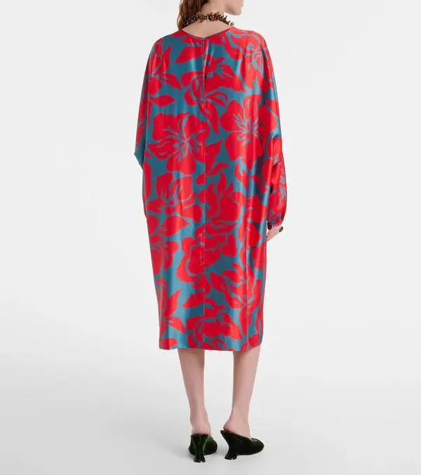 Dries Van Noten Floral Satin Midi Dress