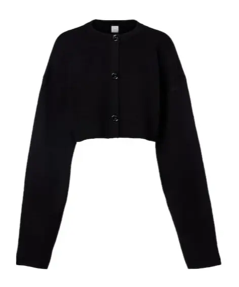 TOTEME Cropped Wool-blend Cardigan - Black