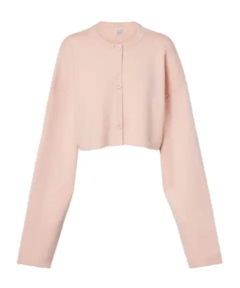 TOTEME Cropped Wool-blend Cardigan - Nude