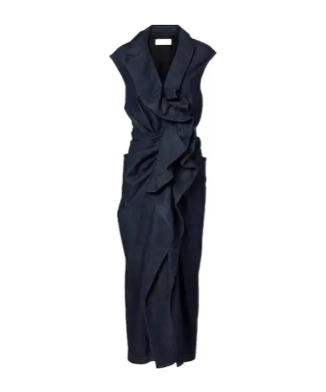 Dries Van Noten Ruffled Denim Midi Dress