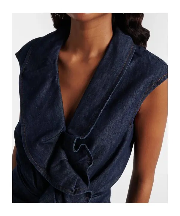 Dries Van Noten Ruffled Denim Midi Dress