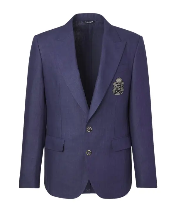 Dolce & Gabbana Logo Single-breasted Linen Blazer